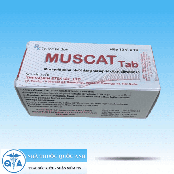 Muscat Tab 5mg trị triệu chứng đường tiêu hóa do viêm dạ dày mạn tính ...