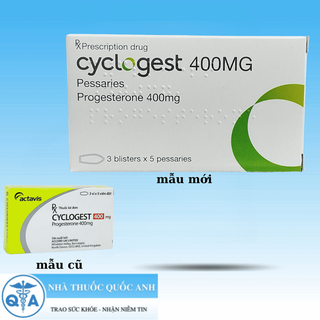 Cyclogest 400 nội tiết tố nữ ( hộp 3 vỉ x 5 viên )