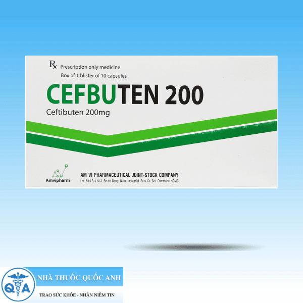 Cefbuten 200 trị nhiễm khuẩn (1 vỉ x 10 viên)