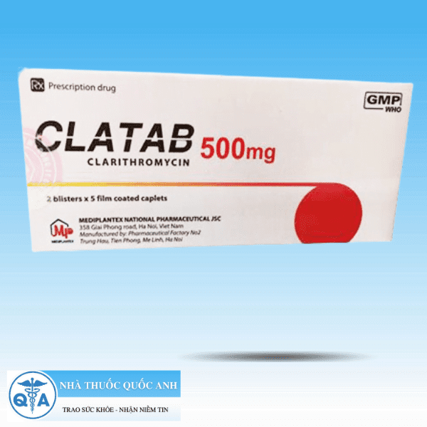 Clatab 500mg điều trị nhiễm khuẩn hiệu quả ( 2 vỉ x 5 viên)
