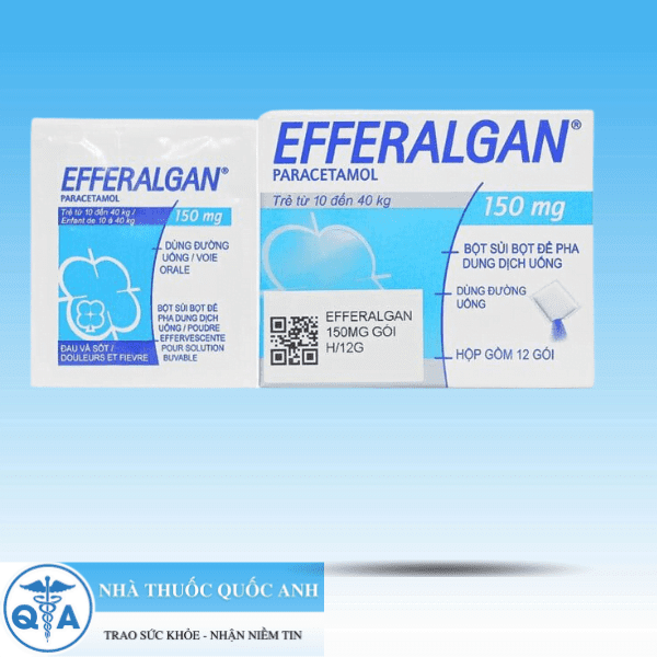 Efferalgan 150mg giảm đau, hạ sốt (hộp 12 gói) - Nhà Thuốc Quốc Anh