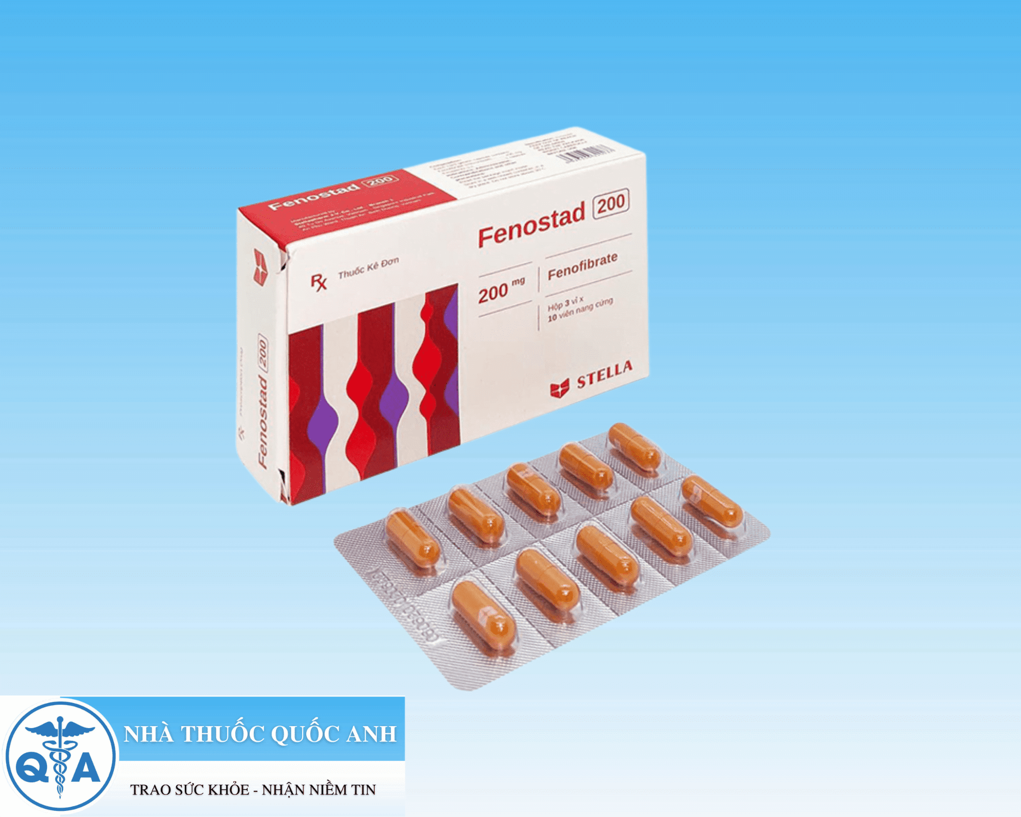 Thuốc hạ lipid máu Fenostad 200 Stella - Nhà Thuốc Quốc Anh