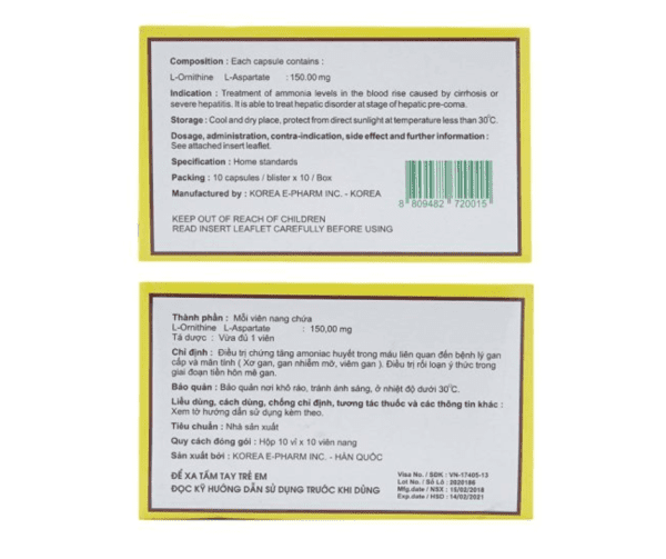 Revive (L-ornithin L-aspartat 150mg) điều trị bệnh lý về gan