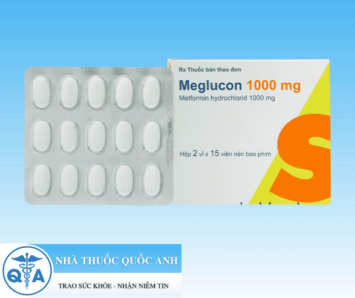 Thuốc Meglucon 1000 điều trị đái tháo đường (Hộp 30 viên)