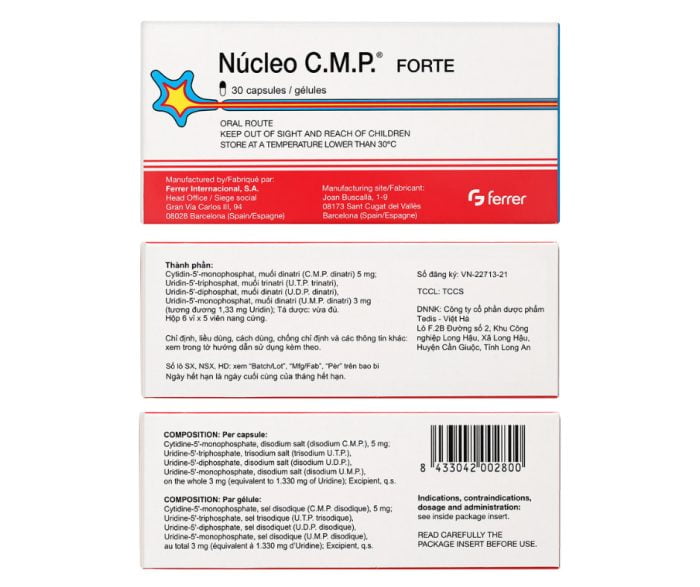 Thuốc Núcleo C.M.P Forte trị tổn thương dây thần kinh (Hộp 6 vỉ x 5 viên)