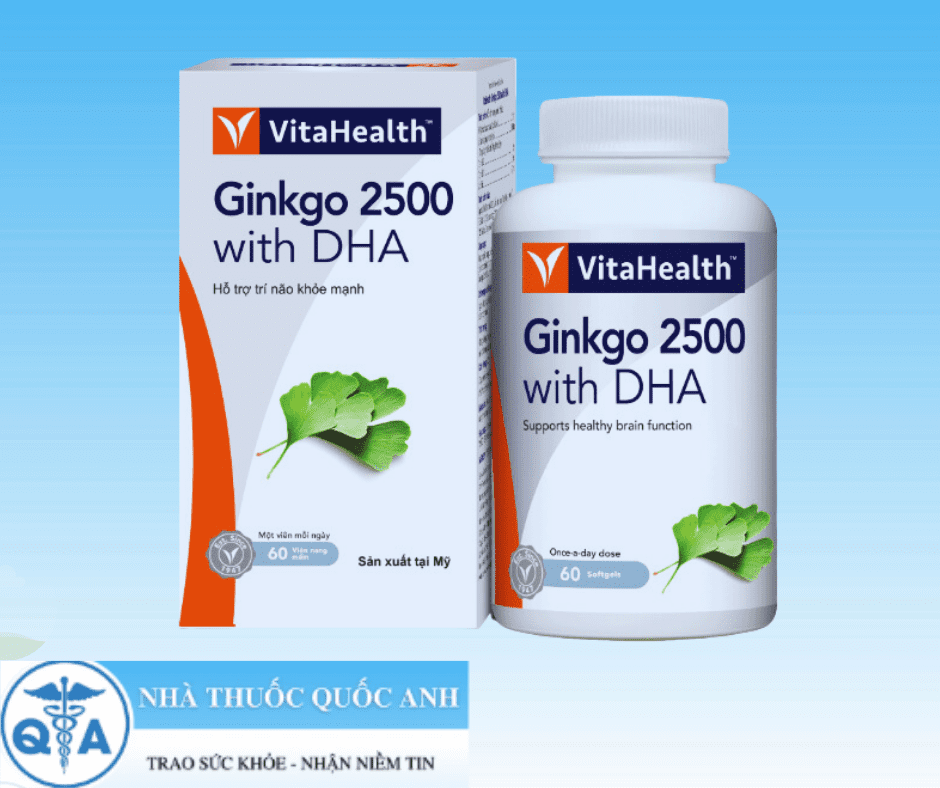 VitaHealth Ginkgo 2500 with DHA - Tăng cường tuần hoàn não