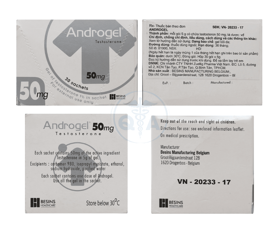 Thuốc Androgel 50mg - Bổ sung Testosteron nam giới (30 gói)