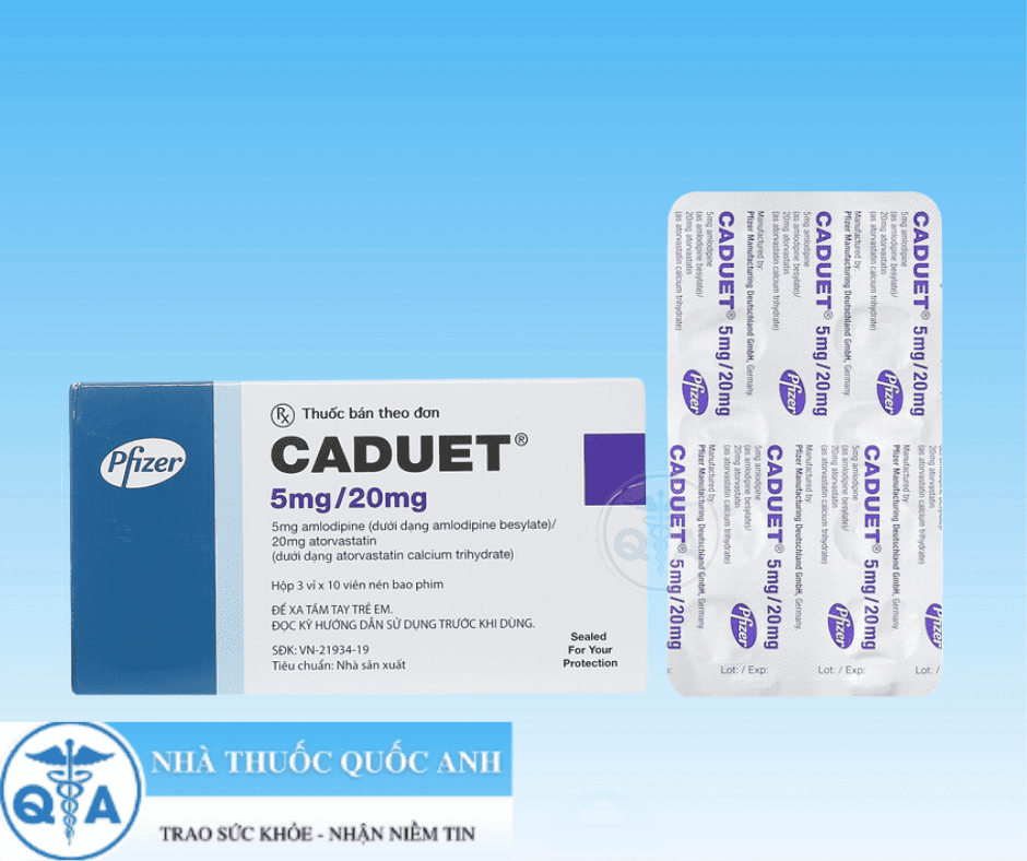 Thuốc Caduet 5mg/20mg - Điều trị tăng huyết áp và mỡ máu (30 viên)