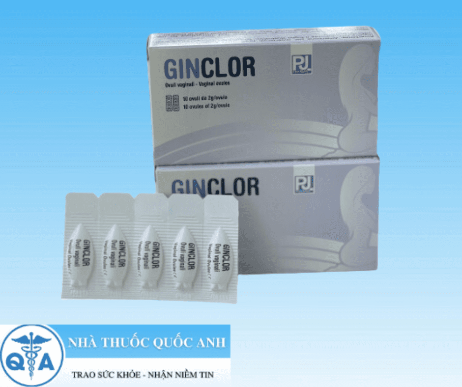 Ginclor viên đặt ngăn ngừa viêm nhiễm âm đạo hiệu quả - Nhà Thuốc Quốc Anh