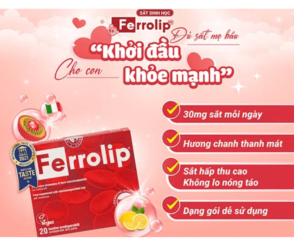 Ferrolip - Bổ sung sắt hiệu quả cho người thiếu máu (20 gói)
