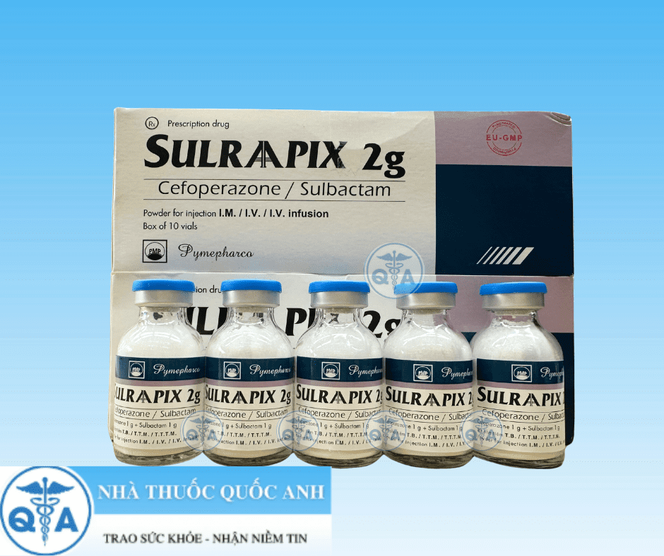 Thuốc Sulraapix 2g (Cefoperazone/Sulbactam) - Hộp 10 lọ
